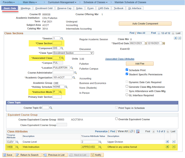 How to Make Schedule Changes in CMS | CSUF - Scheduling Office